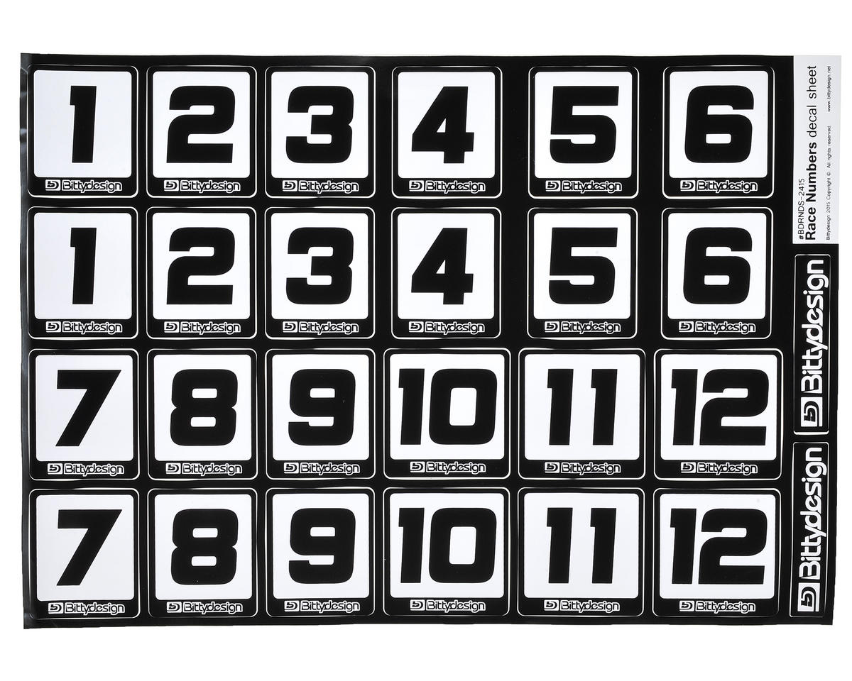 Race Number Decal Sheet – XL Hobbies